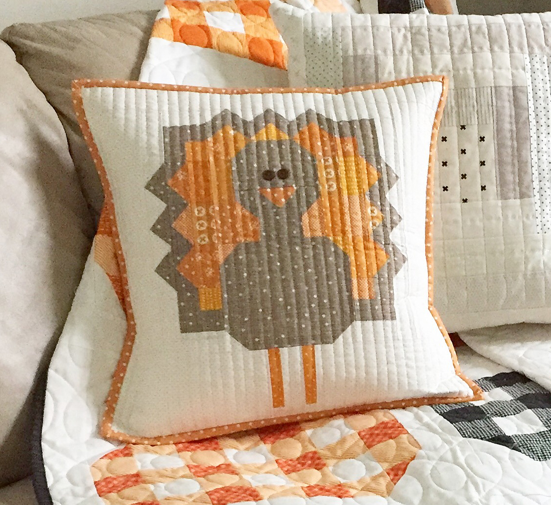 Gobble Gobble Turkey Pillow Quilting and Pillow Tips - Center Street Quilts